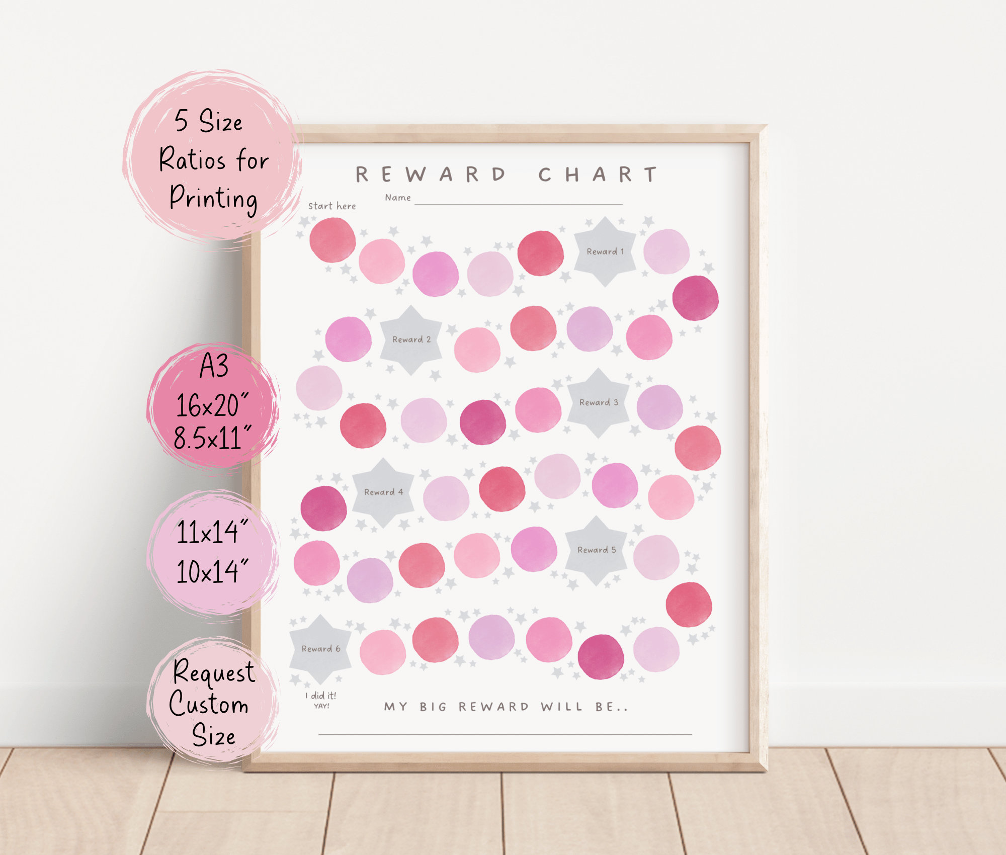 Reward Chart for Toddlers and Kids, Printable Pink Sticker or Star ...