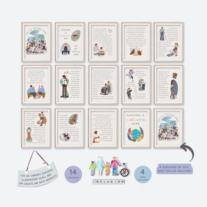 14 Disability Awareness and Inclusion Posters School Counselor Office ...