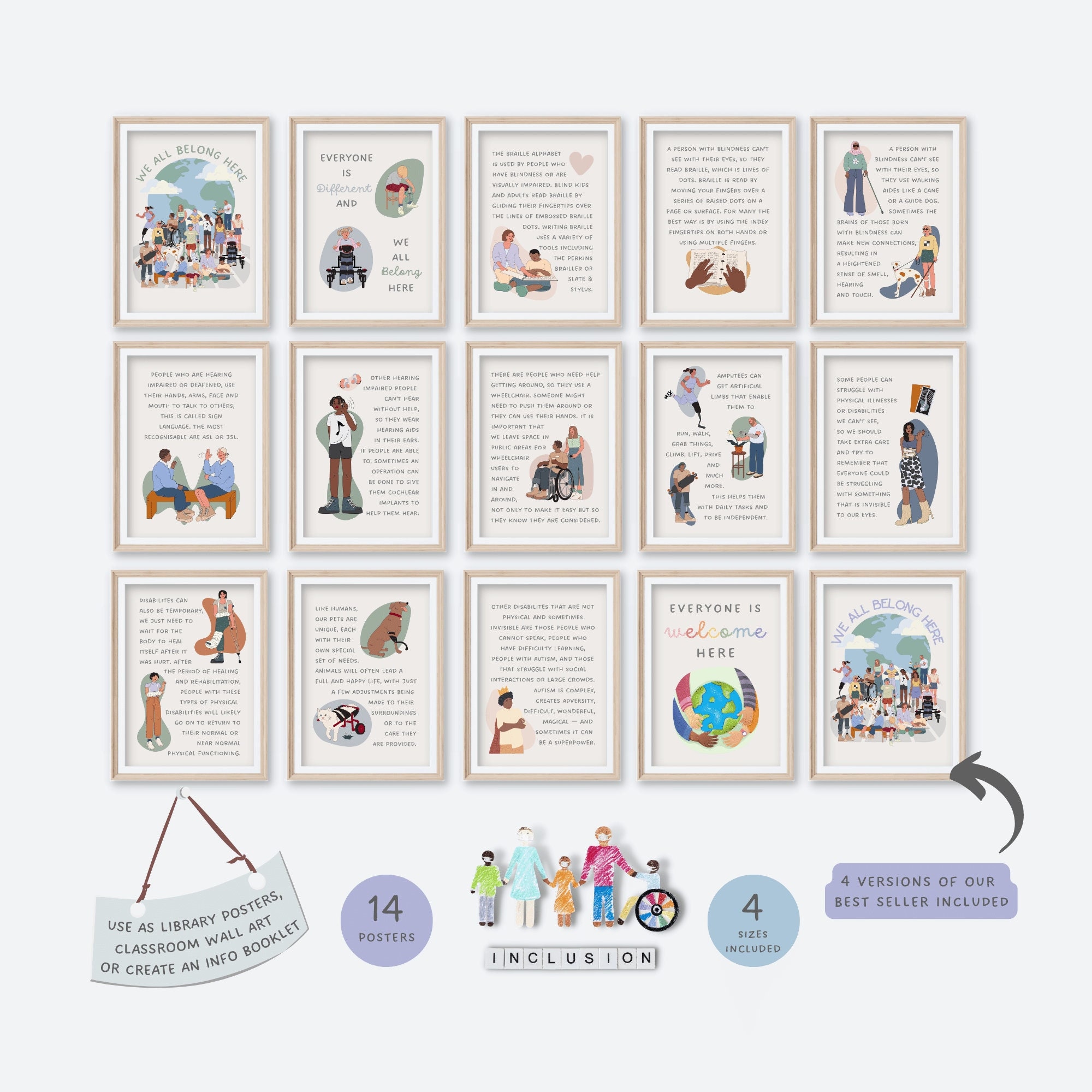 14 Disability Awareness and Inclusion Posters School Counselor Office ...