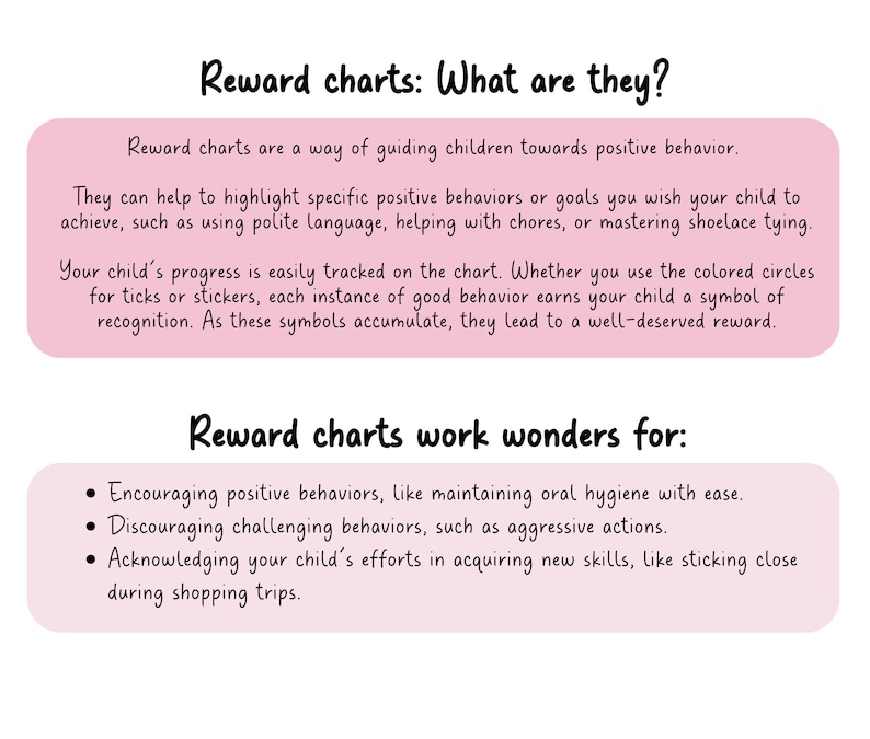 Reward Chart for Toddlers and Kids, Printable Pink Sticker or Star ...