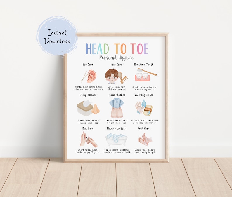 Personal Hygiene Poster for Toddlers and Kids, Kids Daily Schedule ...