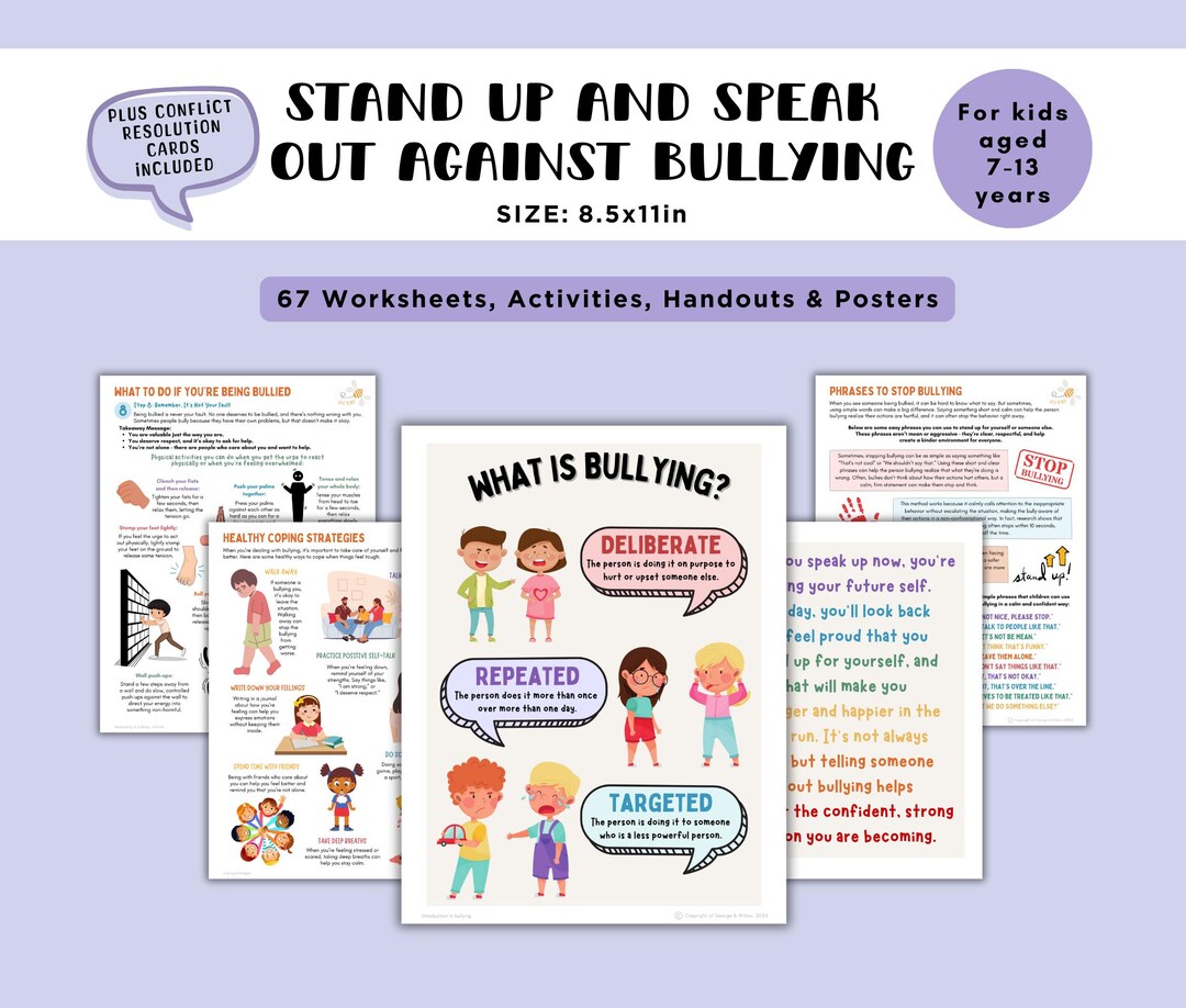 Kids Anti Bullying Workbook or Unit Study, Spotlight on Bullying ...
