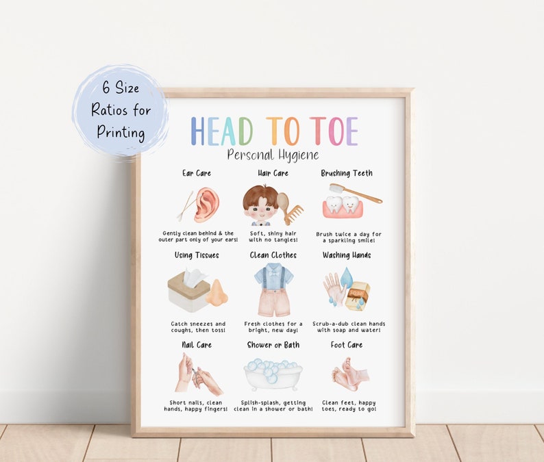 Personal Hygiene Poster for Toddlers and Kids, Kids Daily Schedule ...