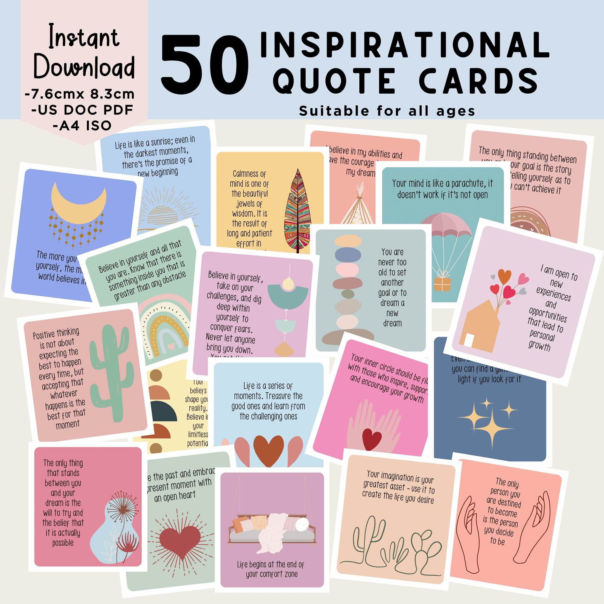 Affirmation Cards With Inspirational Quotes, Mindfulness Cards ...