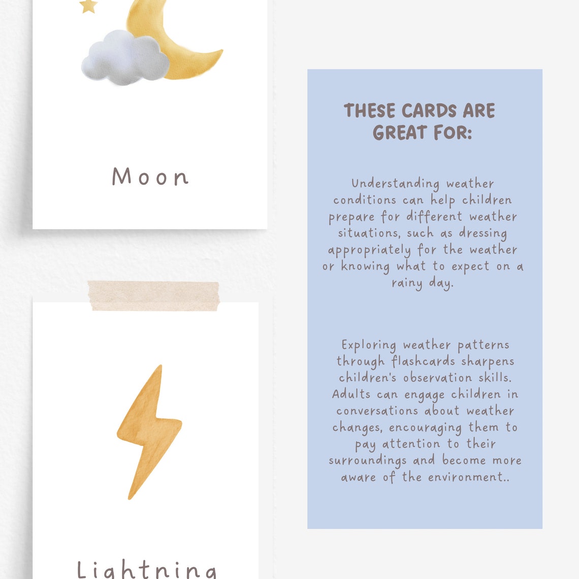 Printable Weather Flash Cards, Weather Chart, Montessori Materials ...