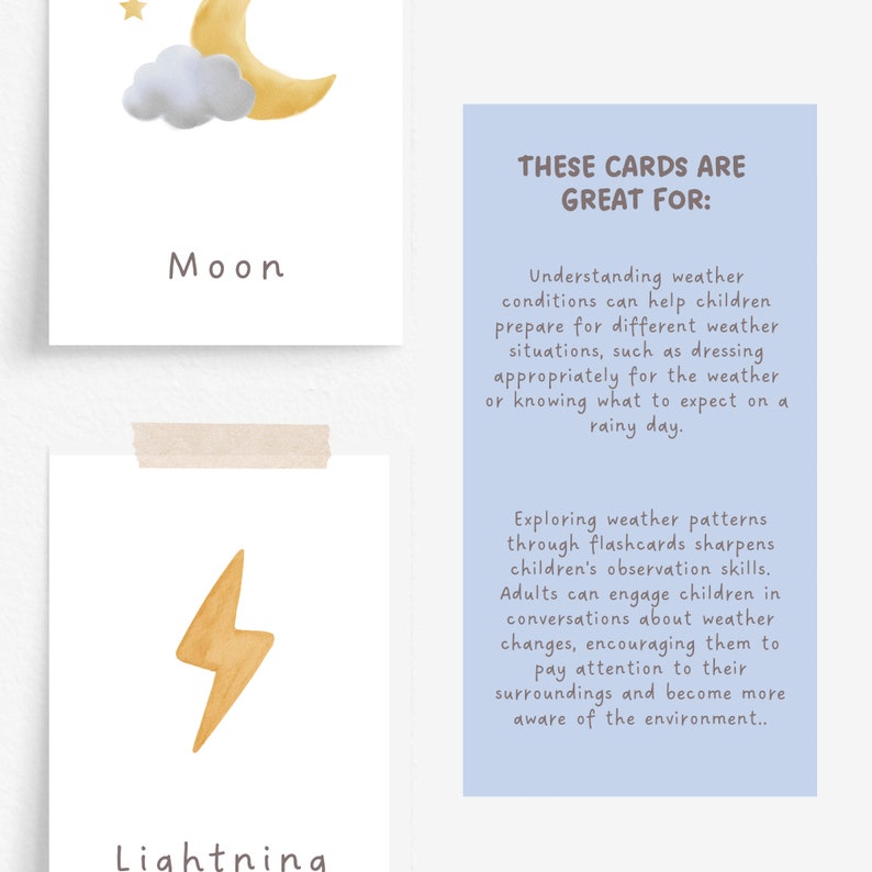 Printable Weather Flash Cards, Weather Chart, Montessori Materials ...