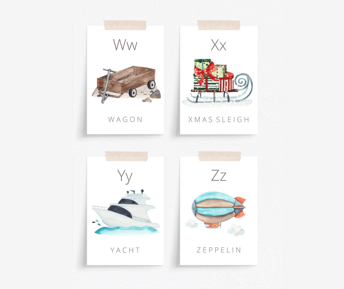 Alphabet Flashcards of Transport Vehicles, Flash Cards Toddlers ...