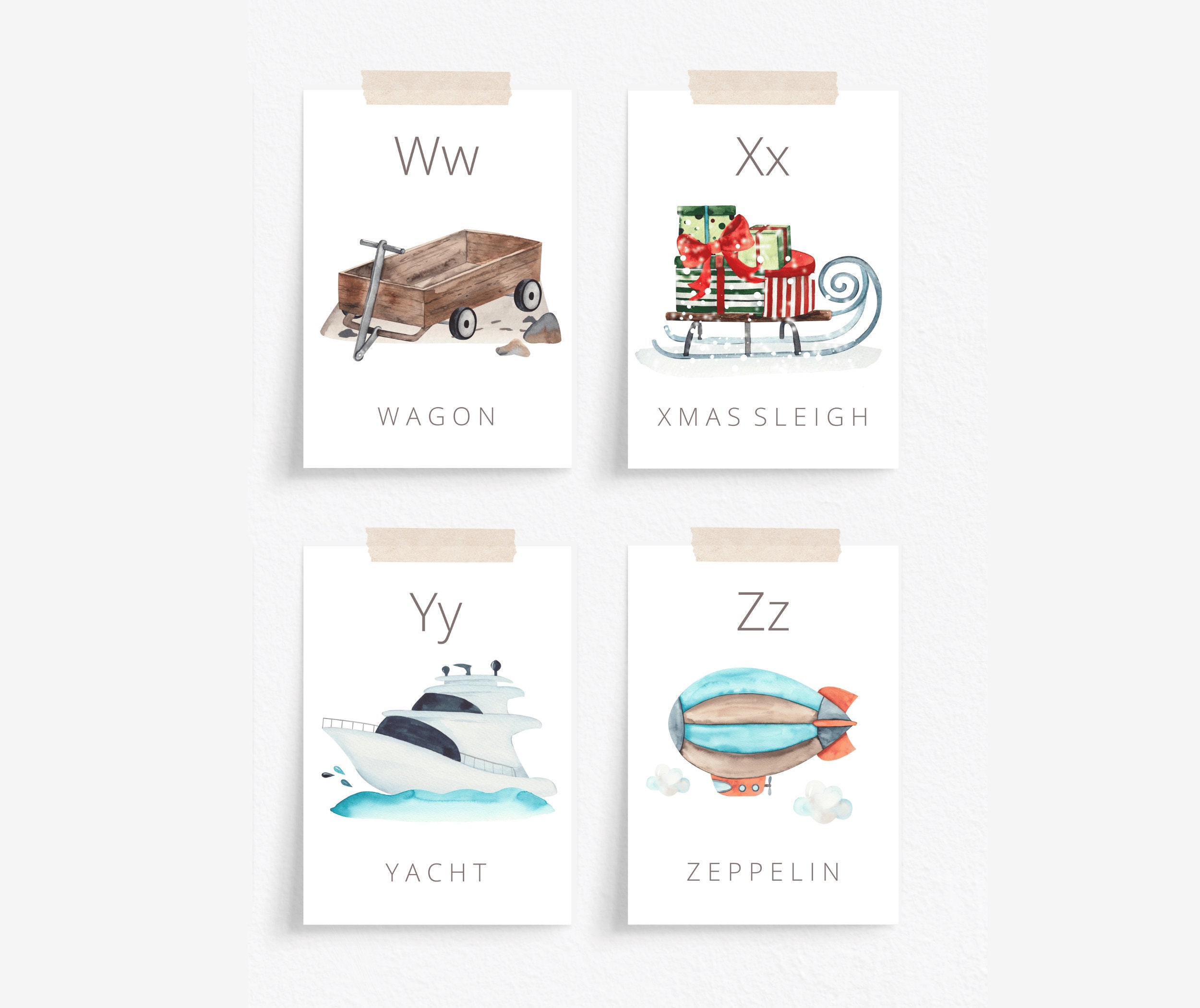 Alphabet Flashcards of Transport Vehicles, Flash Cards Toddlers ...