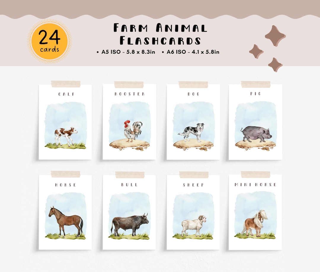 Farm Animal Printable Flashcards, Baby Animals, Montessori Flashcards ...