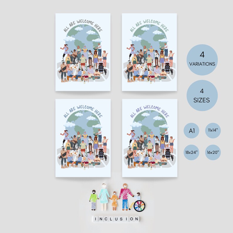 All Are Welcome Here Poster, Inclusion Posters School Counselor, Social ...