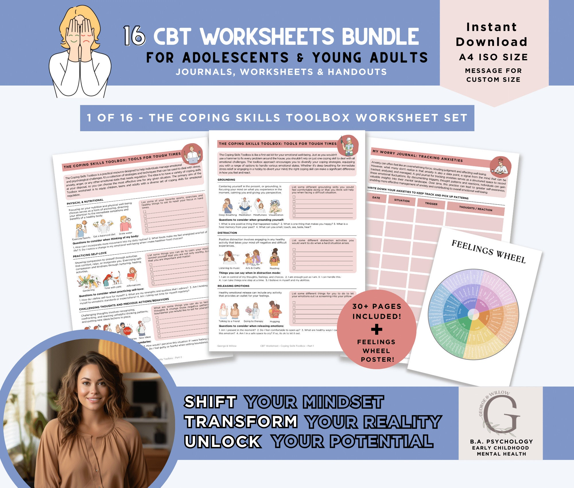 CBT Worksheets for Kids, Teens and Young Adults, Goal Setting Templates ...
