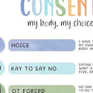 Consent My Body My Choice Print, School Psychologist Therapy Office ...