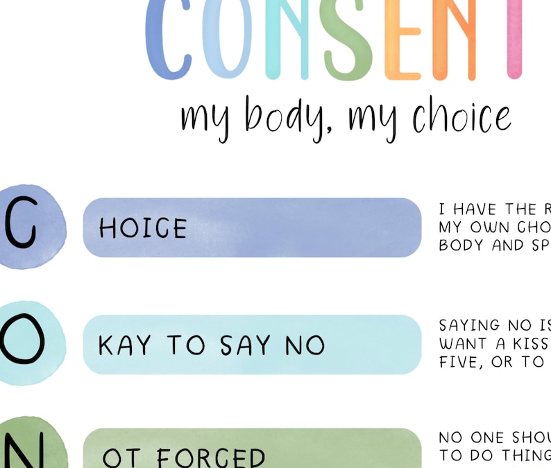 Consent My Body My Choice Print, School Psychologist Therapy Office ...