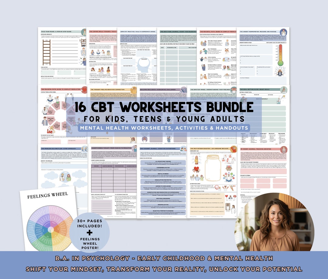 CBT Worksheets for Kids, Teens and Young Adults, Goal Setting Templates ...