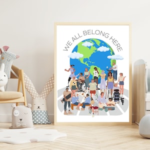 We All Belong Here Poster, Inclusion Posters School Counselor, Social ...