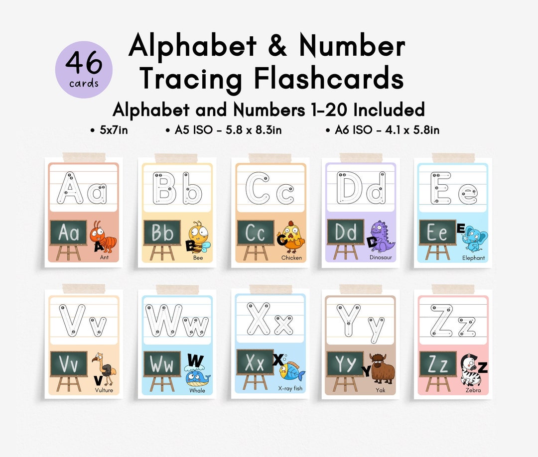 Alphabet Tracing Flashcards for Kids and Toddlers Preschool ...