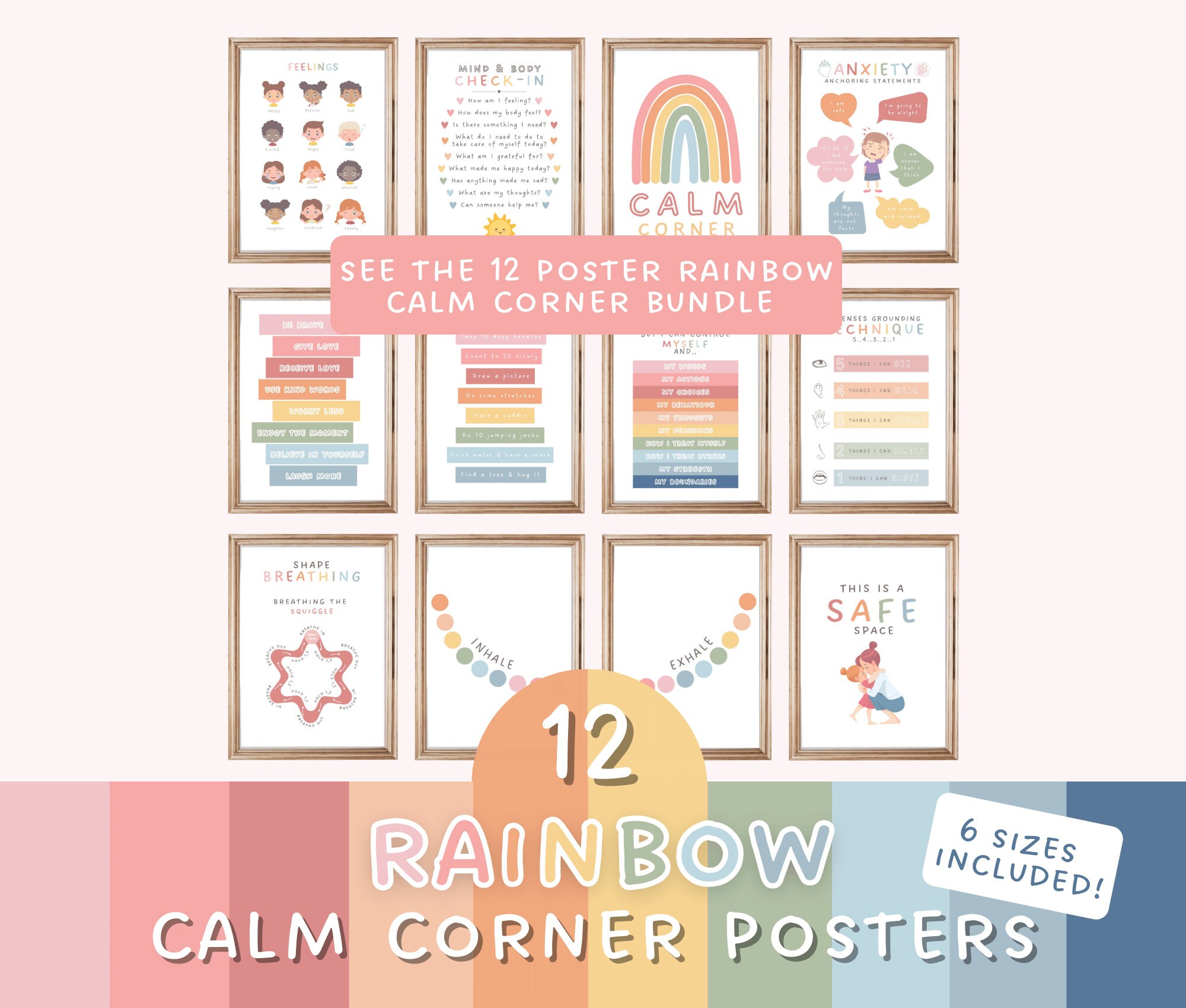 Calm Corner Classroom Posters With Feelings Chart and Breathing ...