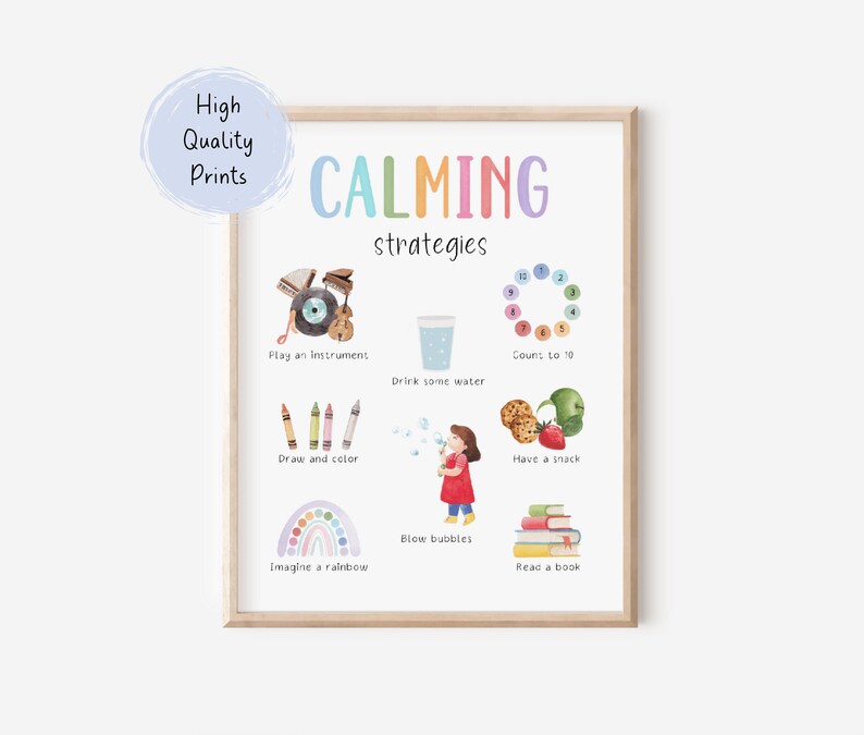 Calming Strategies Print, Therapy Office Decor Print, Calming ...