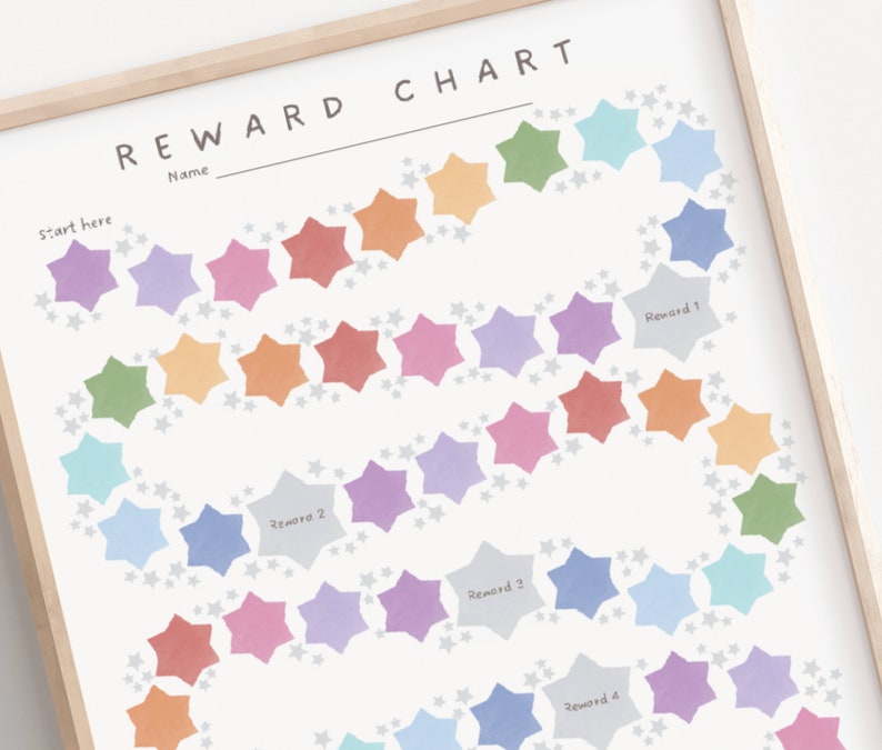 Reward Star Chart for Toddlers and Kids, Printable Rainbow Chore Poster ...
