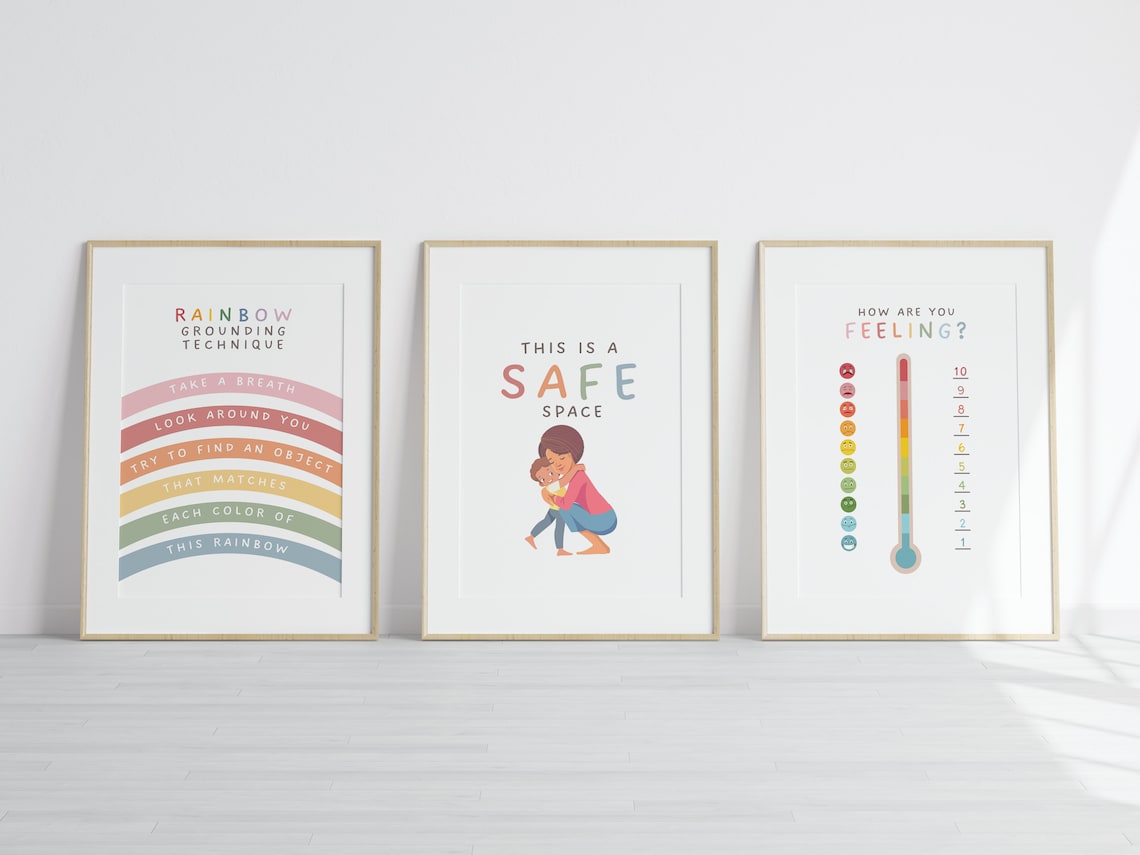 Calm Corner Posters in Rainbow Colors, Therapy Office Decor ...
