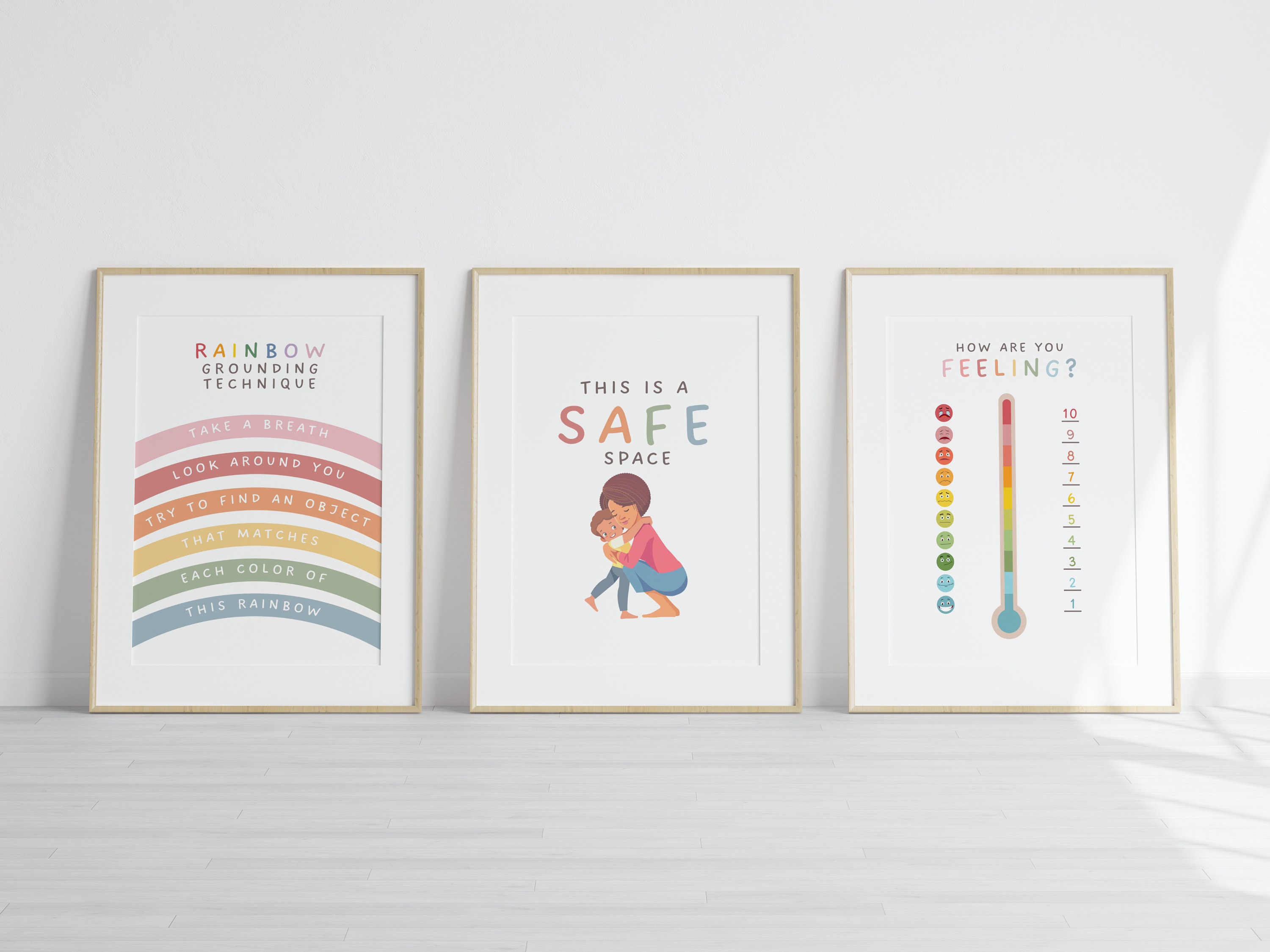Calm Corner Posters in Rainbow Colors, Therapy Office Decor ...