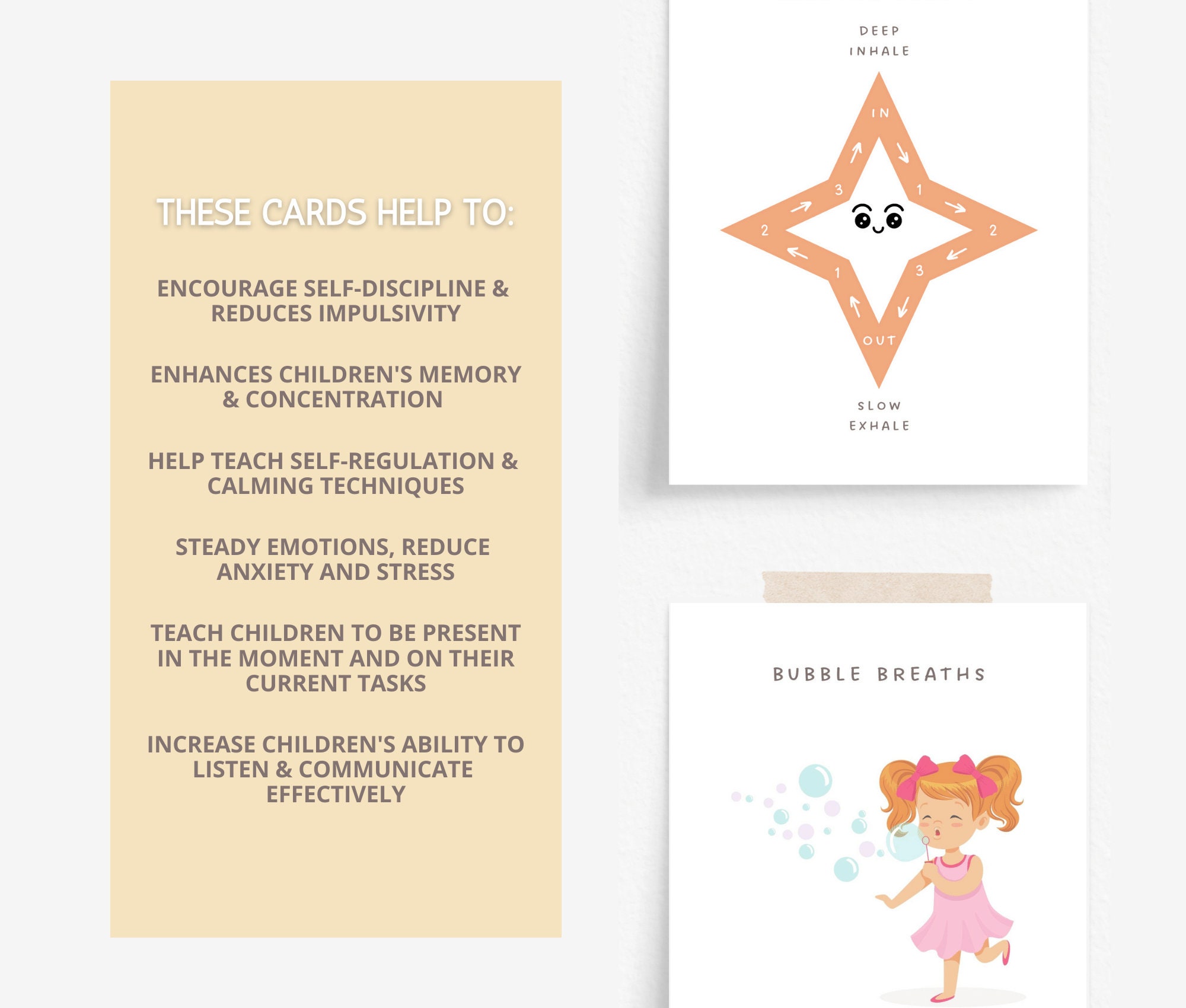 Flash Cards for Breathing Exercises and Finger Tracing Communication ...
