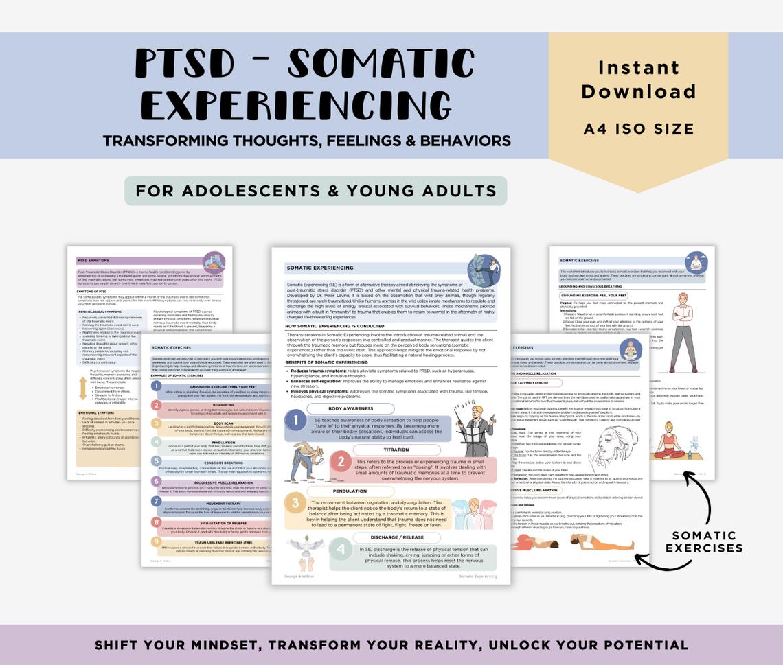 Trauma Somatic Worksheets and Exercises for Teens and Young Adults ...