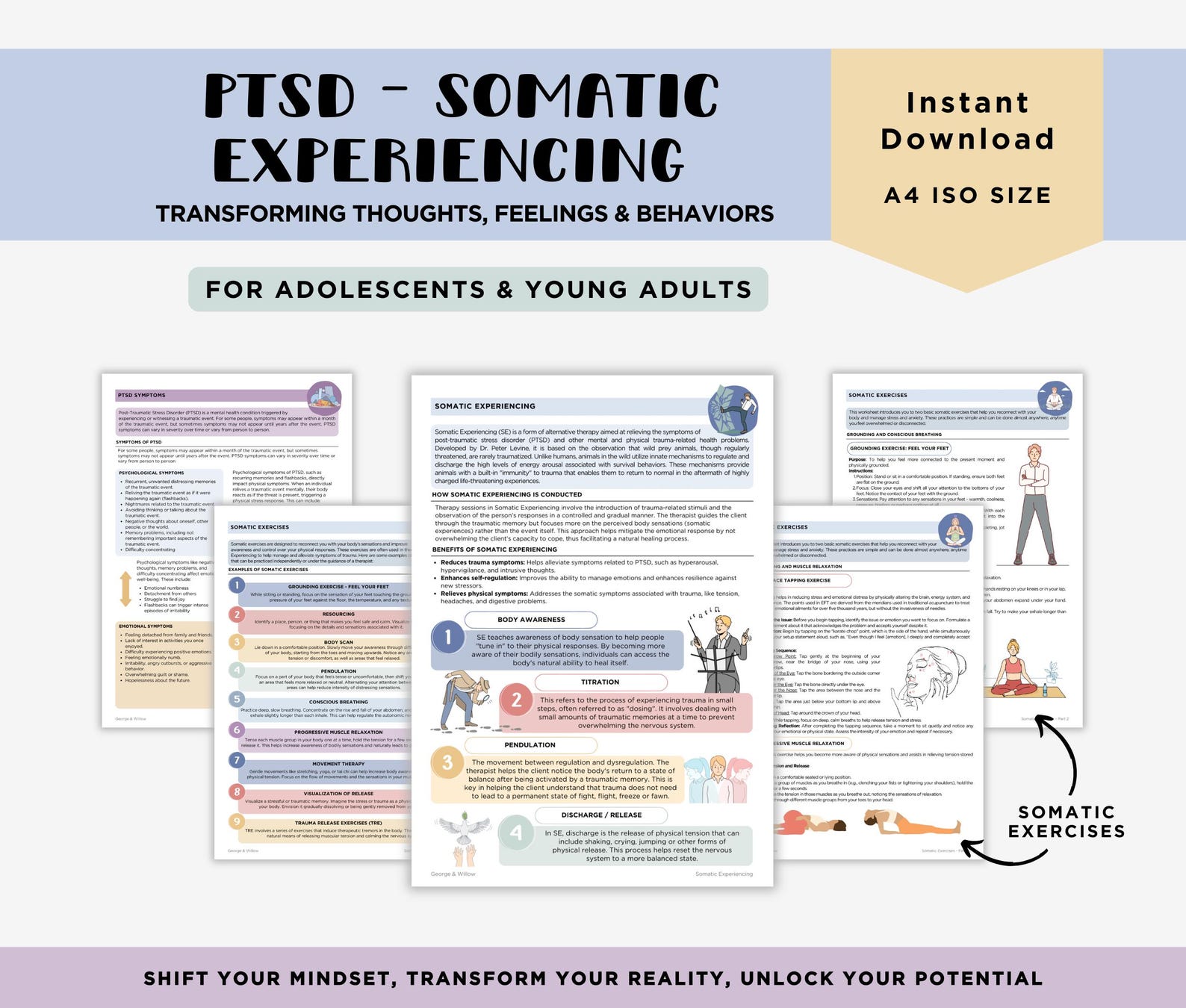 Trauma Somatic Worksheets and Exercises for Teens and Young Adults ...
