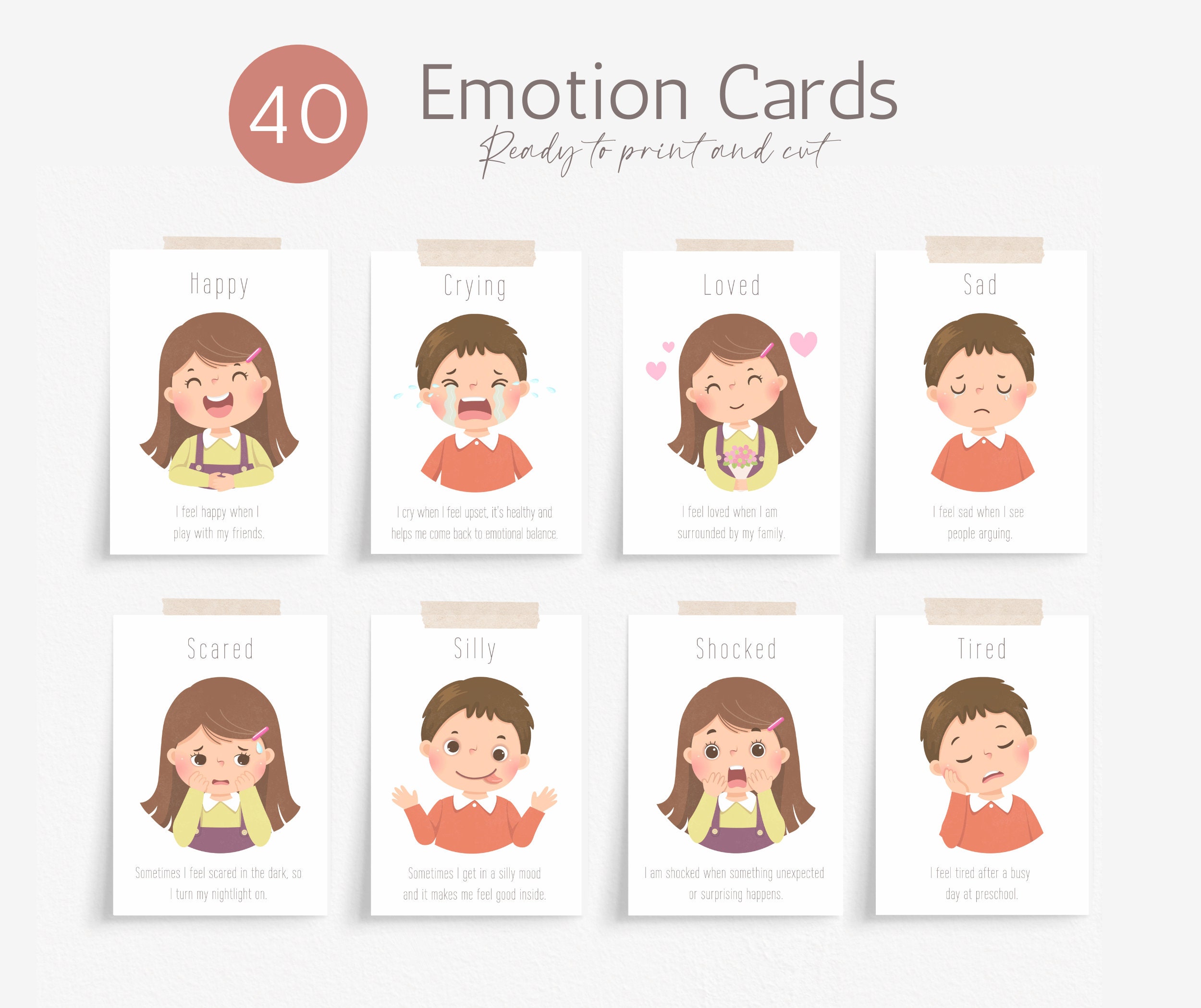 Emotions Cards Toddler Flashcards Preschool Early Learning - Etsy
