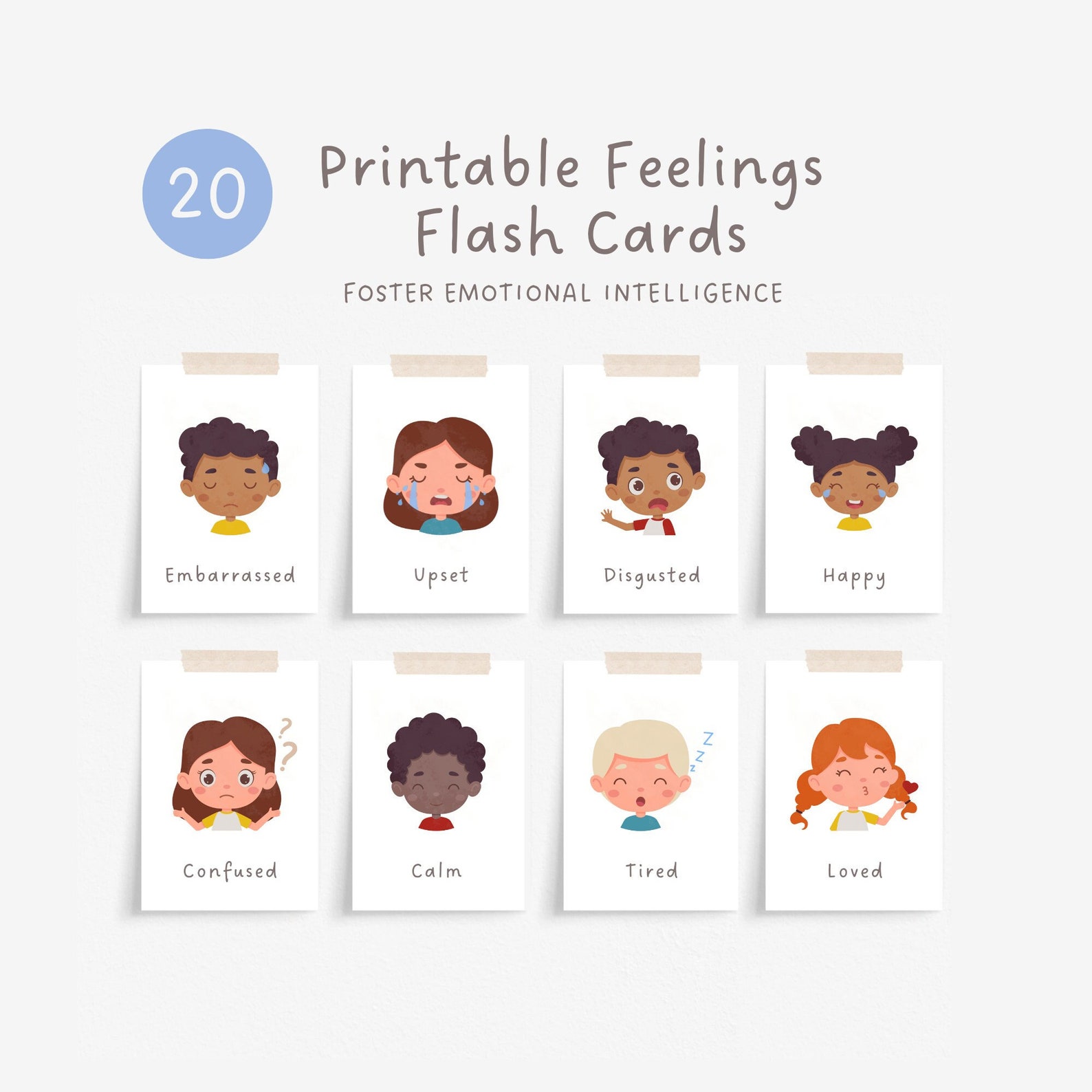 Feelings Flashcards, Emotions Cards, Montessori Materials, Homeschool ...