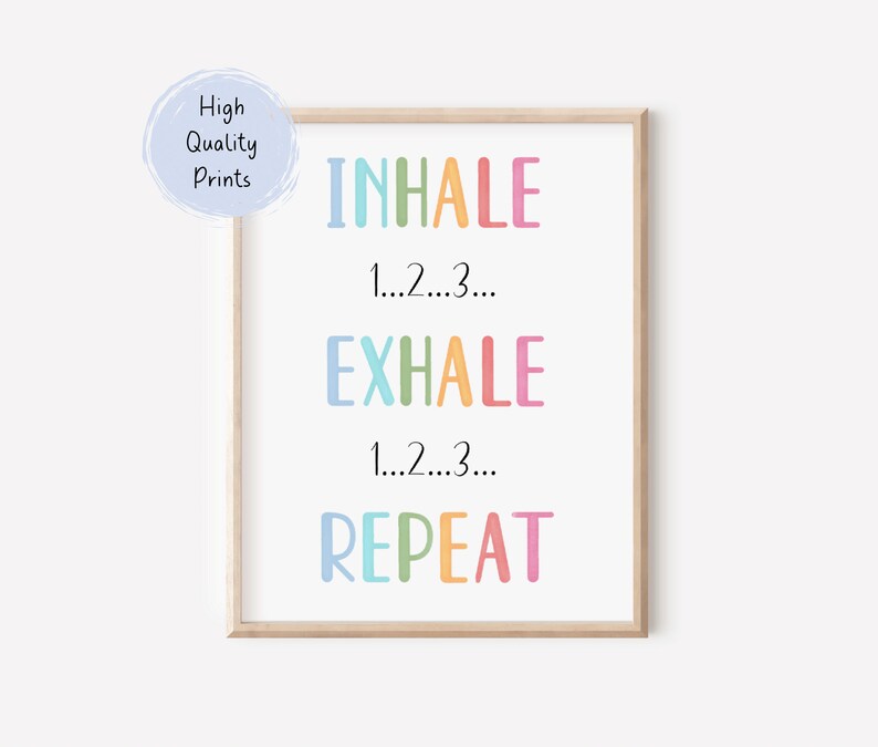 Calm Corner Print Inhale Exhale, Therapy Office Decor Print, Calming ...