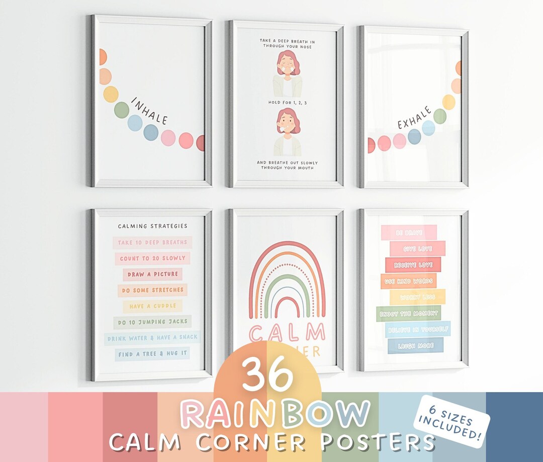 Calm Corner Posters Rainbow, Montessori Resources, Therapy Office Decor ...