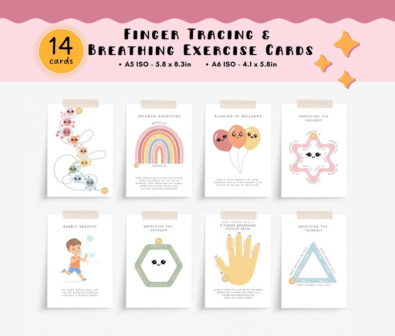 Flash Cards for Breathing Exercises and Finger Tracing Communication ...