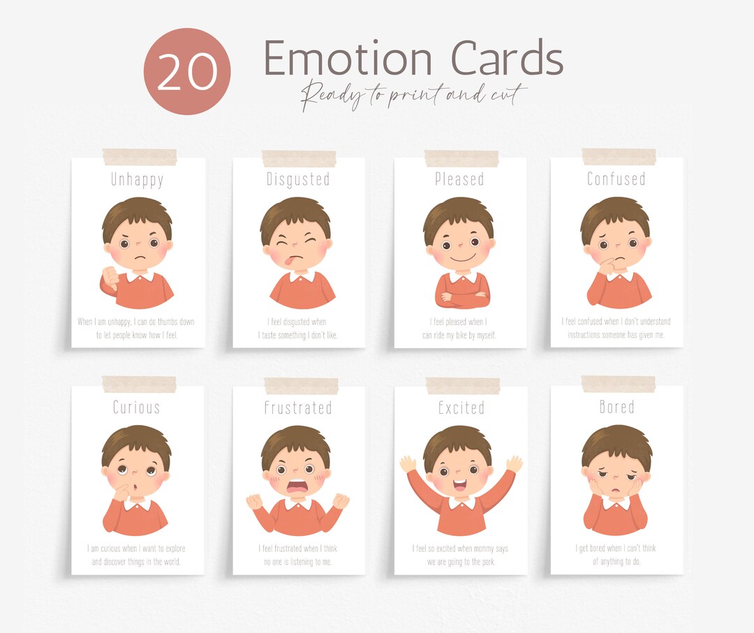 Emotions Cards, Flash Cards Toddlers Preschool Early Learning Resource ...