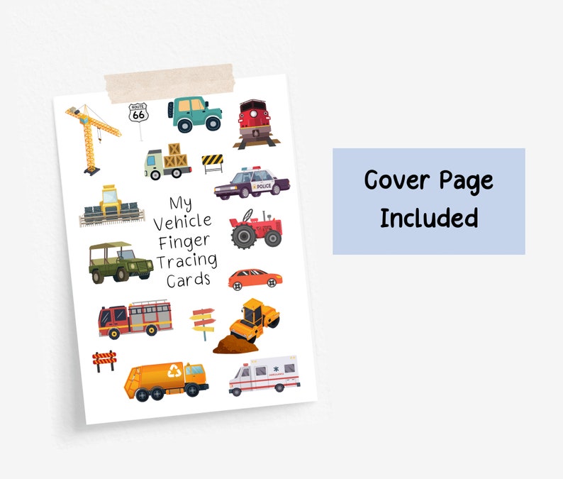 Vehicle Finger Tracing Flashcards: Kids Sensory Learning (PDF & PNG) - Etsy