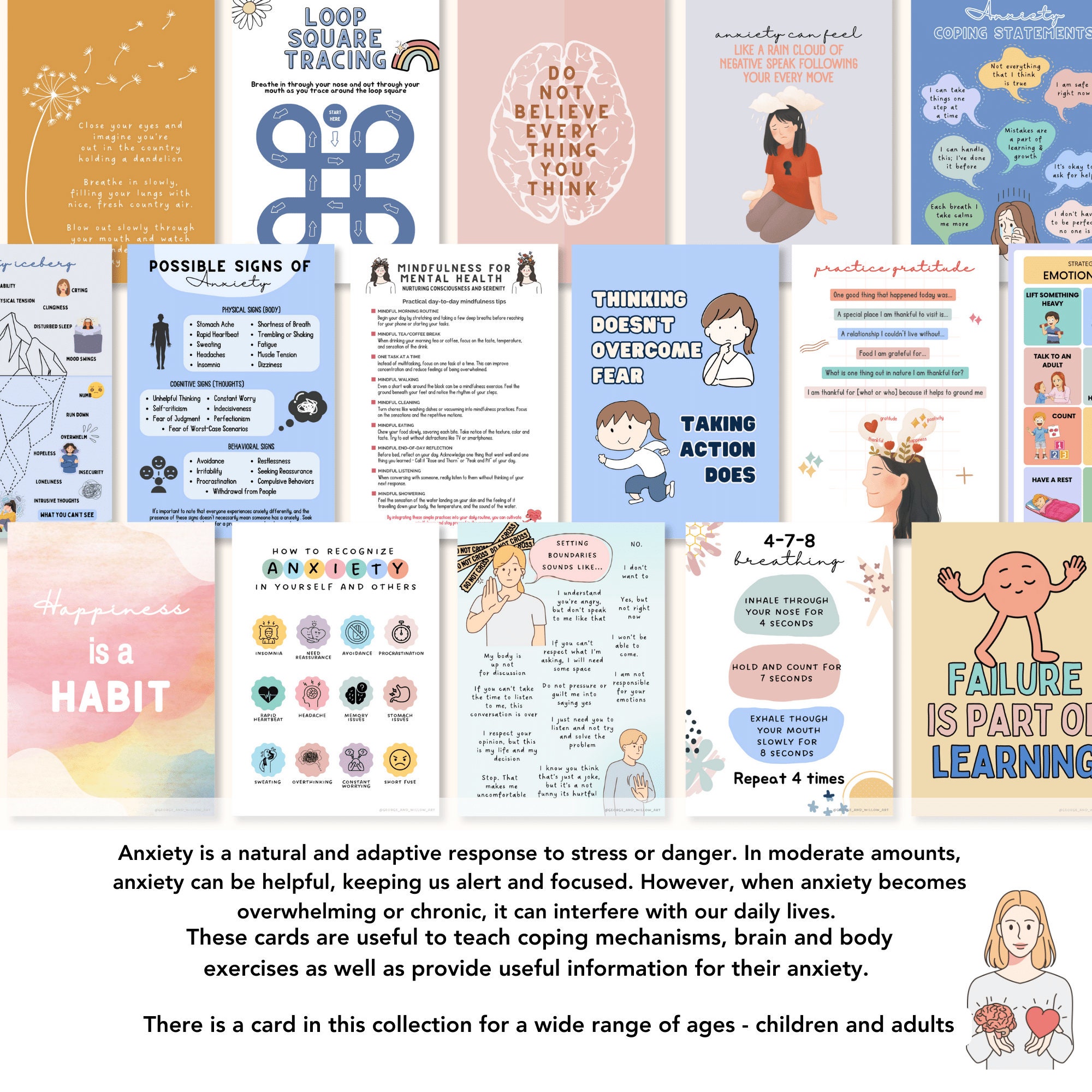 Anxiety Coping Skills Flashcards, Mindfulness Cards, Anxiety Care ...
