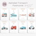 Alphabet Flashcards of Transport Vehicles, Flash Cards Toddlers ...