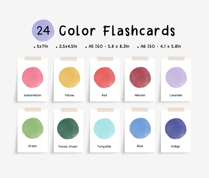 Colour Flashcards Preschool Cards, Educational Printable Cards ...