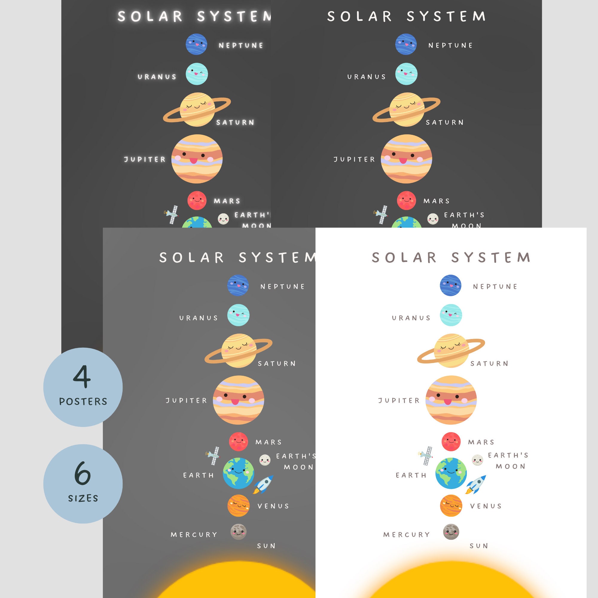 Solar System Poster for Kids Classroom Playroom or Nursery - Etsy