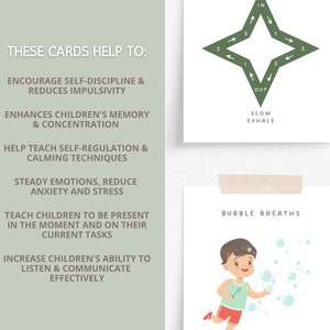 Finger Tracing Flashcards and Breathing Exercise Calm Down Cards and ...