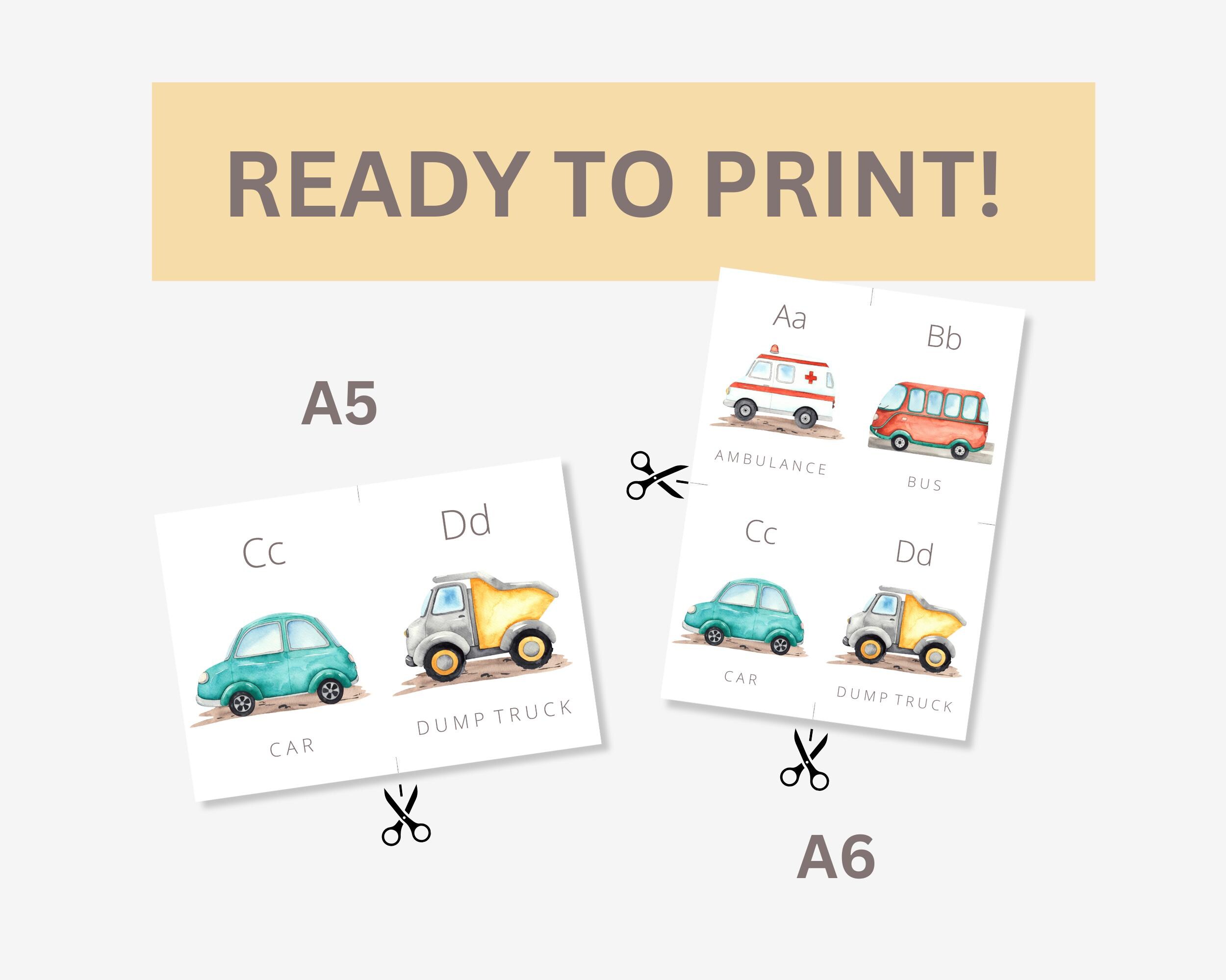 Alphabet Flashcards of Transport Vehicles, Flash Cards Toddlers ...