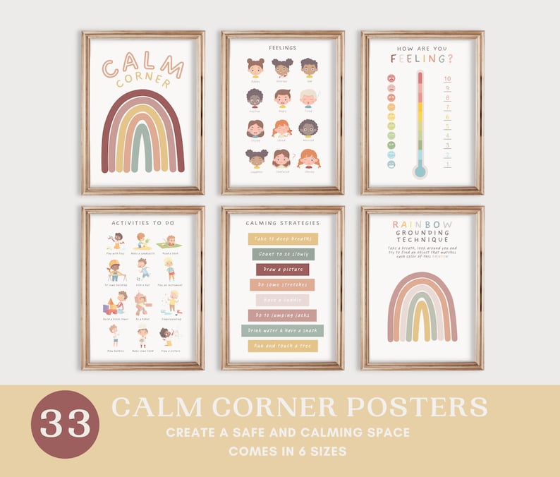 Calming Corner Posters Set of 33, Educational Posters, Kids Calm Corner ...