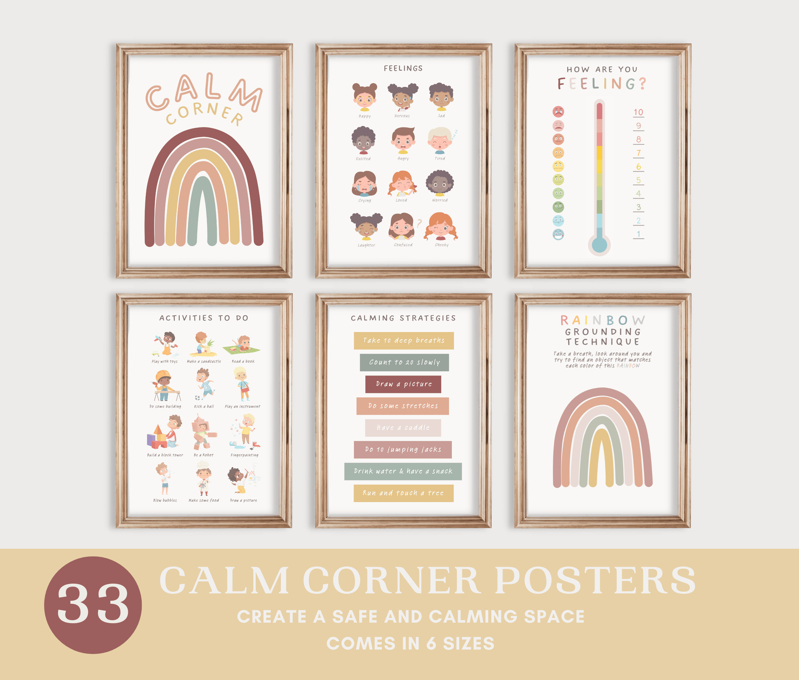 Calming Corner Posters Set of 33, Educational Posters, Kids Calm Corner ...