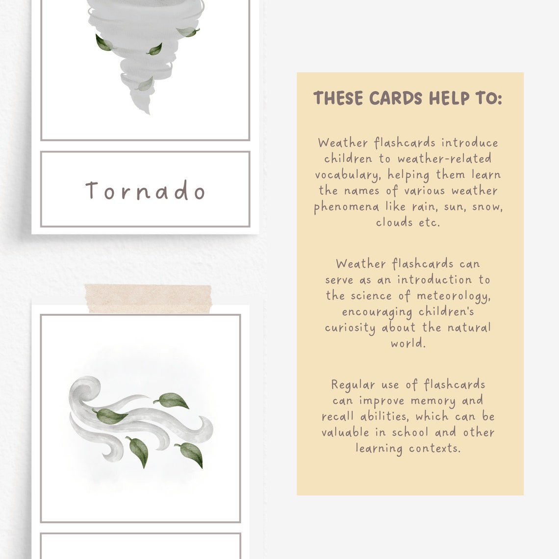 Printable Weather Flash Cards, Weather Chart, Montessori Materials ...