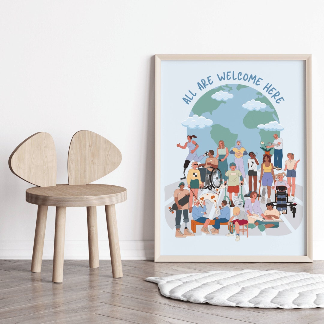 All Are Welcome Here Poster, Inclusion Posters School Counselor, Social ...