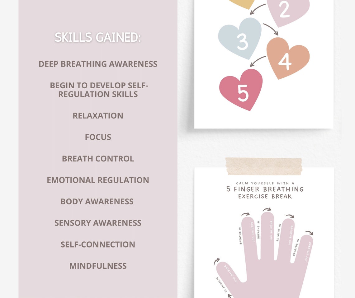 Finger Tracing and Breathing Exercise Calm Down Cards and Posters ...