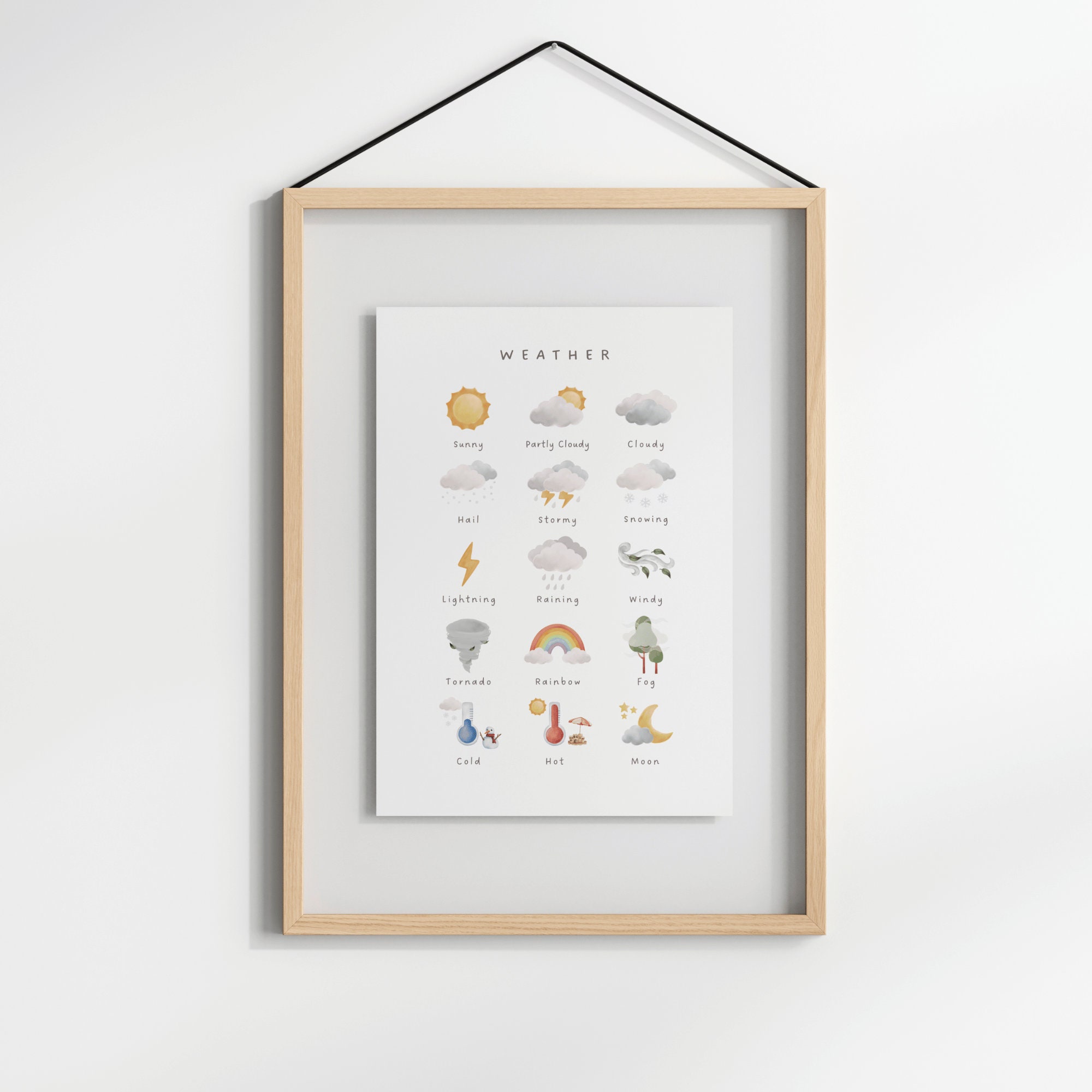 Weather Chart Educational Print, Kids Weather Poster, Kids Wall Decor ...