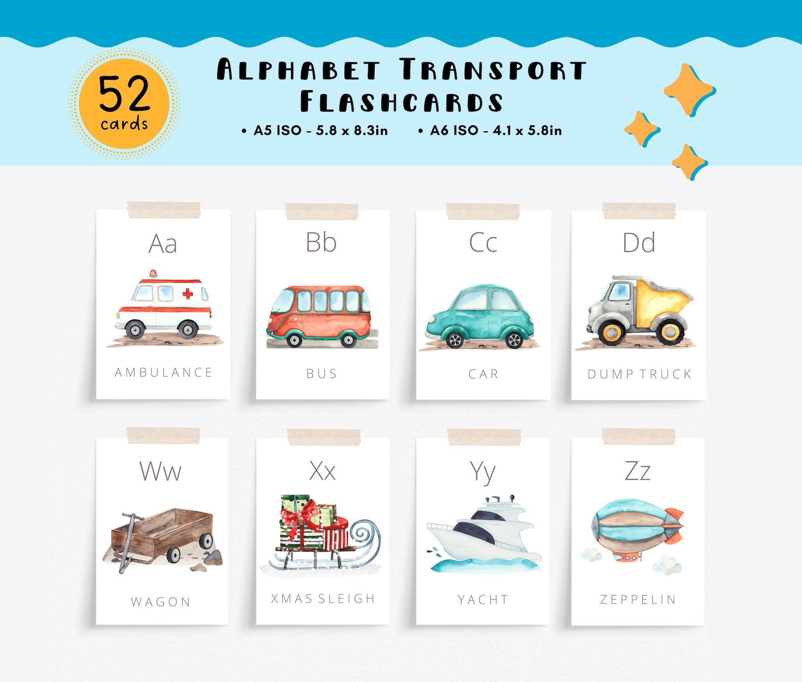 Alphabet Flashcards of Transport Vehicles, Flash Cards Toddlers ...