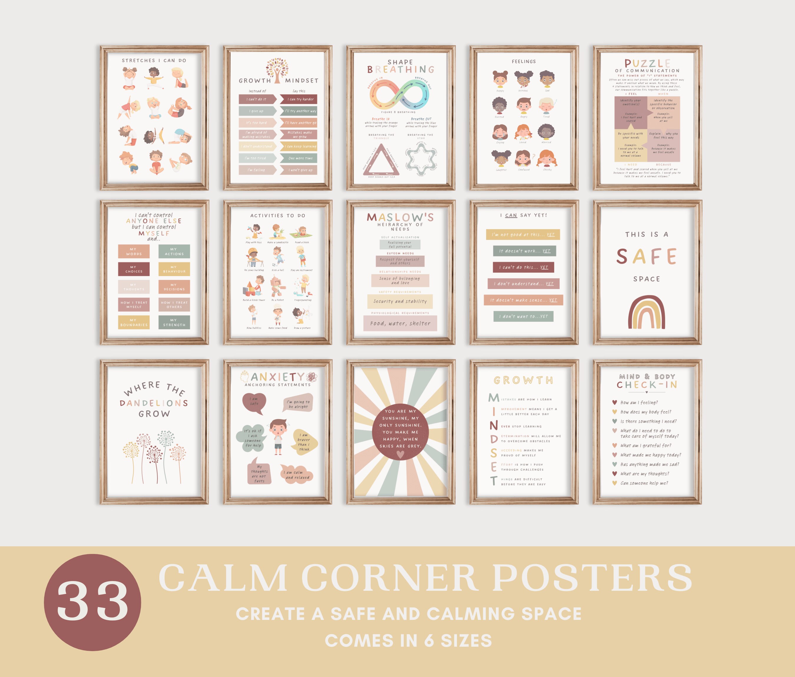 Calming Corner Posters Set of 33, Educational Posters, Kids Calm Corner ...