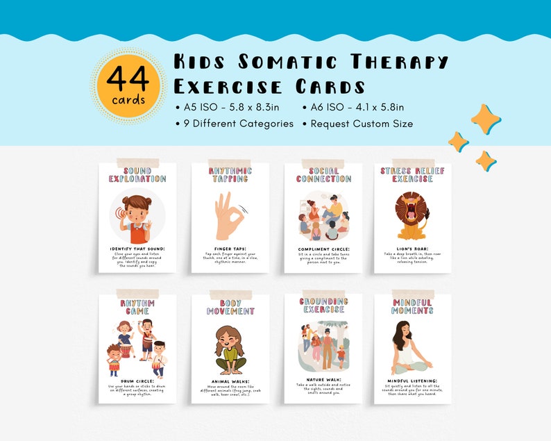 44 Trauma Response Somatic Therapy Coping Skill Cards for Kids, PTSD ...